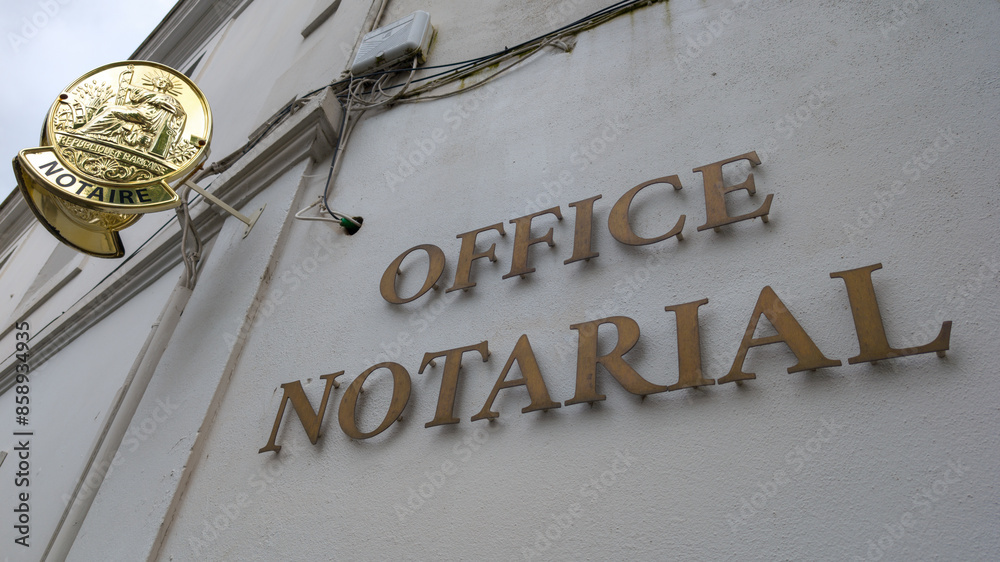 office notarial facade golden copper brand logo and sign text facade ...