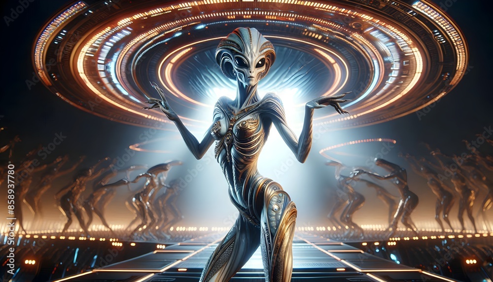 Aliens ancestrales, extraterrestre, ufo, arte, luces, platillo volador ...