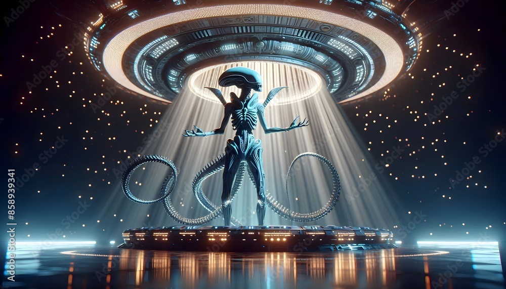 Aliens ancestrales, extraterrestre, ufo, arte, luces, platillo volador ...