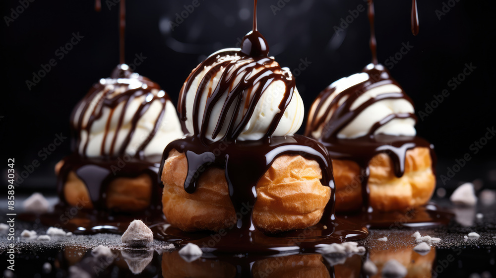 Food bakery bake photography background, square - Cream puffs with ...