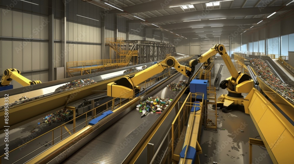 AI-powered autonomous waste sorting facility utilizing robotic arms and ... AI-powered autonomous waste sorting facility utilizing robotic arms and ...