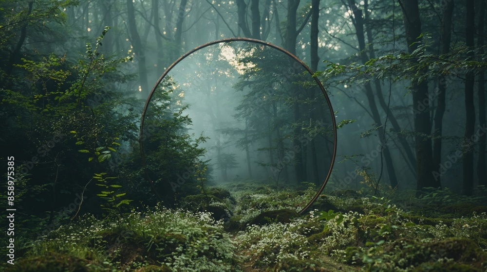 Mystical Circular Frame in Enchanted Forest Setting Stock Photo | Adobe ...