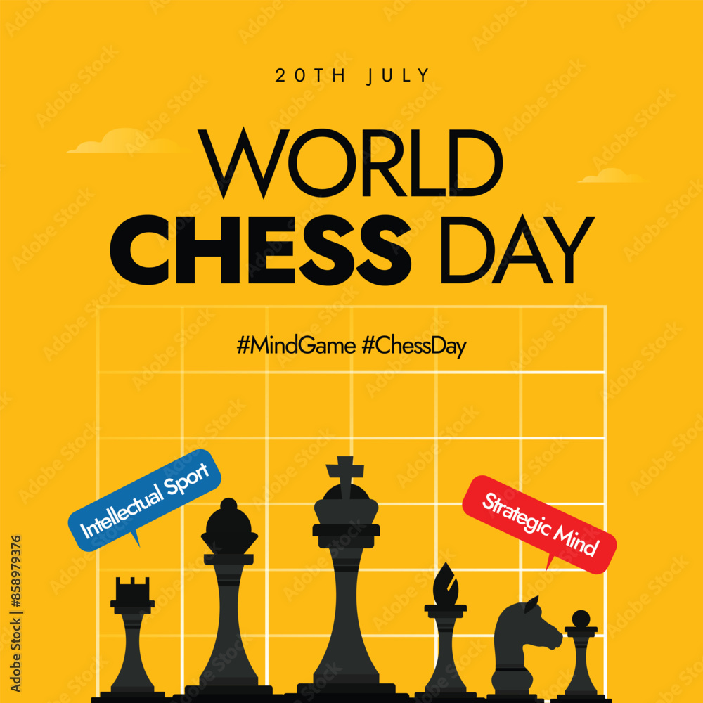 International Chess day. 20th July World Chess day celebration banner ...