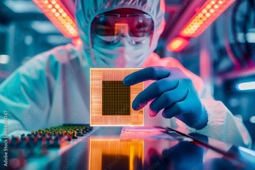 Scientist wearing protective suit working in modern laboratory for ...
