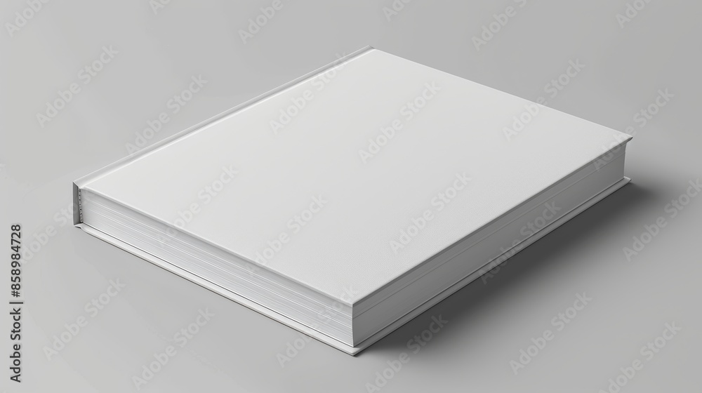 Simple white book cover on a neutral gray surface, designed for ...