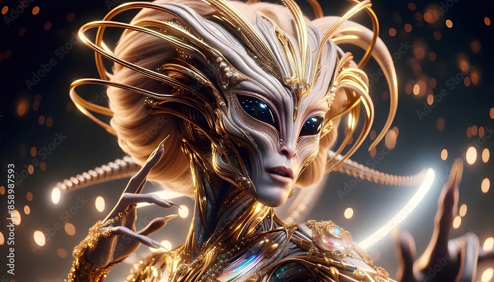 Aliens ancestrales, extraterrestre, ufo, arte, luces, platillo volador ...