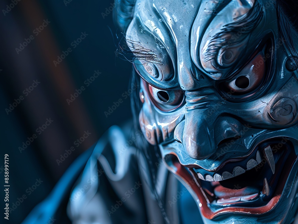 Hannya Mask A closeup of a Noh theater performer wearing a Hannya mask ...