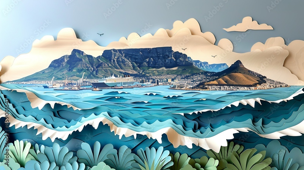 A beautiful papercraft depiction of Cape Town, showcasing Table ...