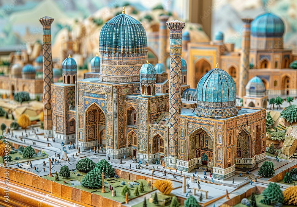 A detailed paper craft of the beautiful city of Samarkand, Uzbekistan ...