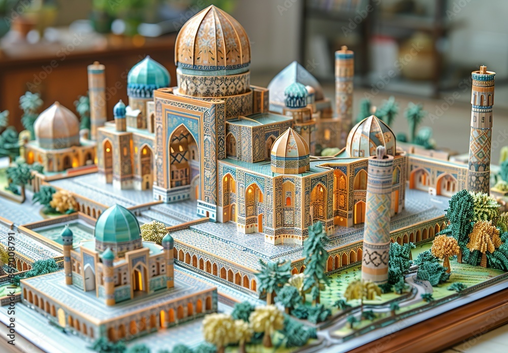 A detailed paper craft of the beautiful city of Samarkand, Uzbekistan ...
