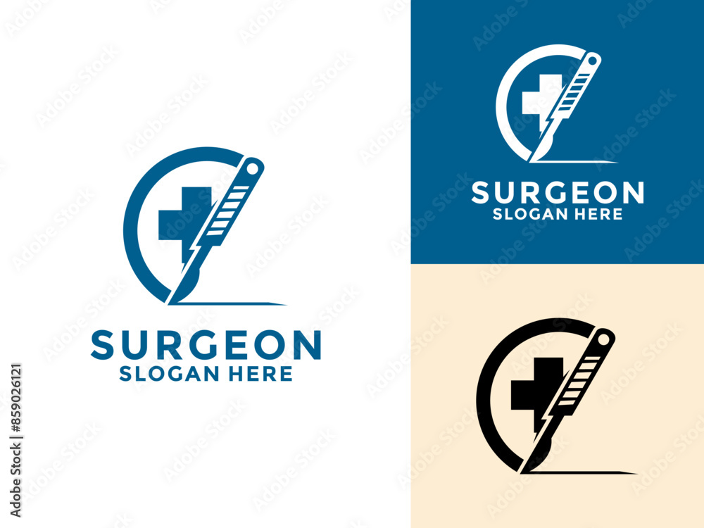 Vetor de Surgeon logo vector design, Surgery department logo. Medical ...