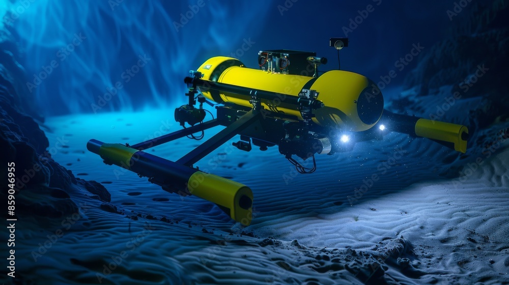 autonomous underwater drone exploring the depths of the ocean ...