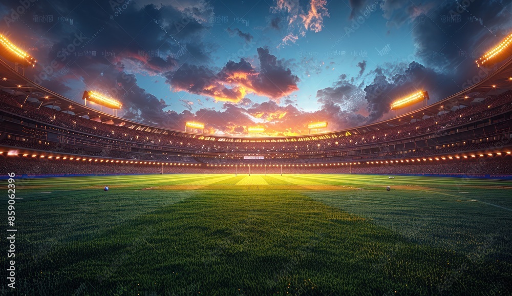 Professional football match is in full swing. Sports, game, stadium ...