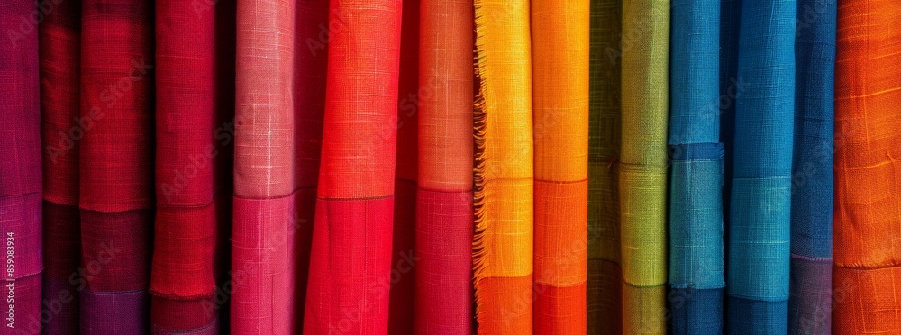Vibrant Rainbow of Textile Rolls - Colorful Fabric Texture Background ...
