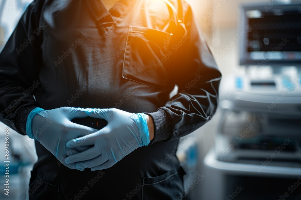 Doctor using ultrasound on pregnant patient for maternity check up and ...