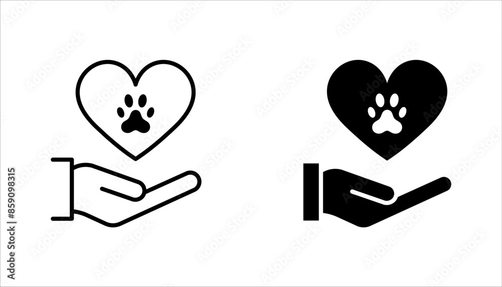 Dog Love Heart with cute puppy face icon set. vector illustration on ...