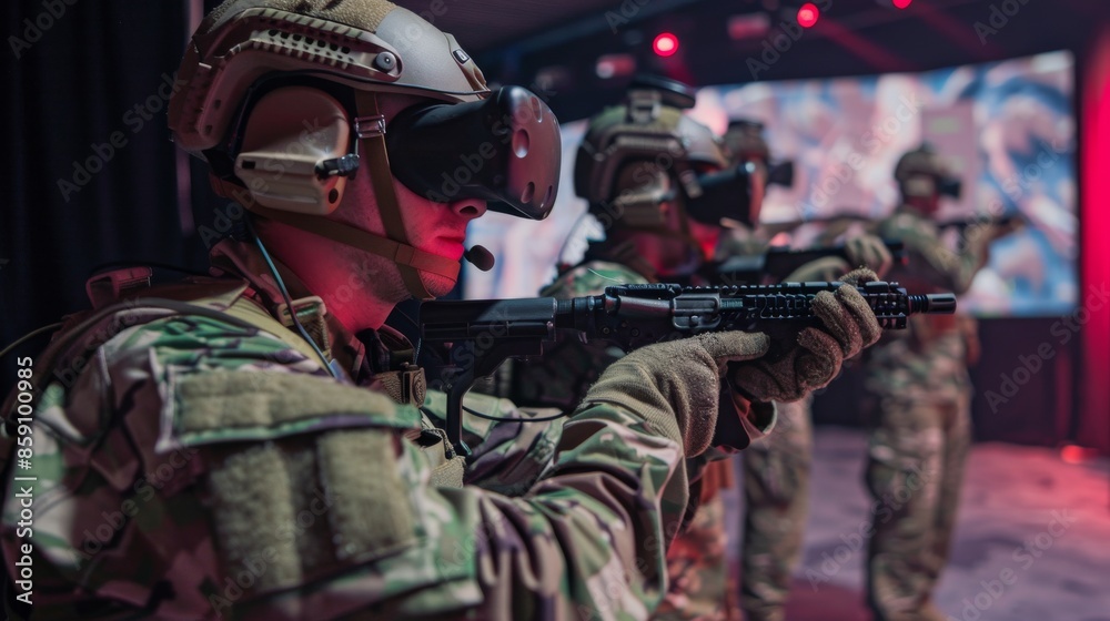 immersive virtual reality (VR) training environment, where military ...