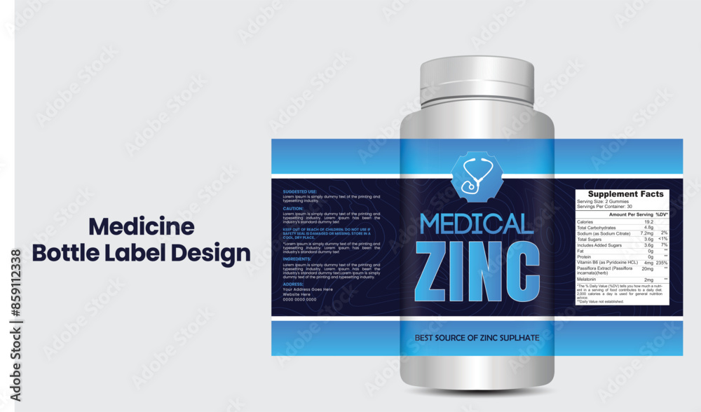 Zinc, Supplement, vitamin label design, label design, food label, multi ...