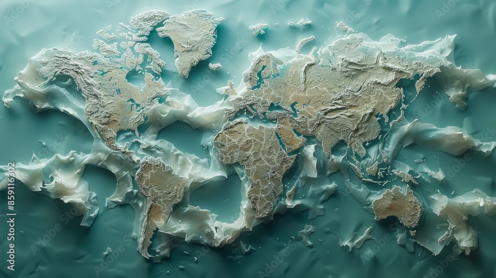 Illustration of abstract fragments of a world map showing global ...