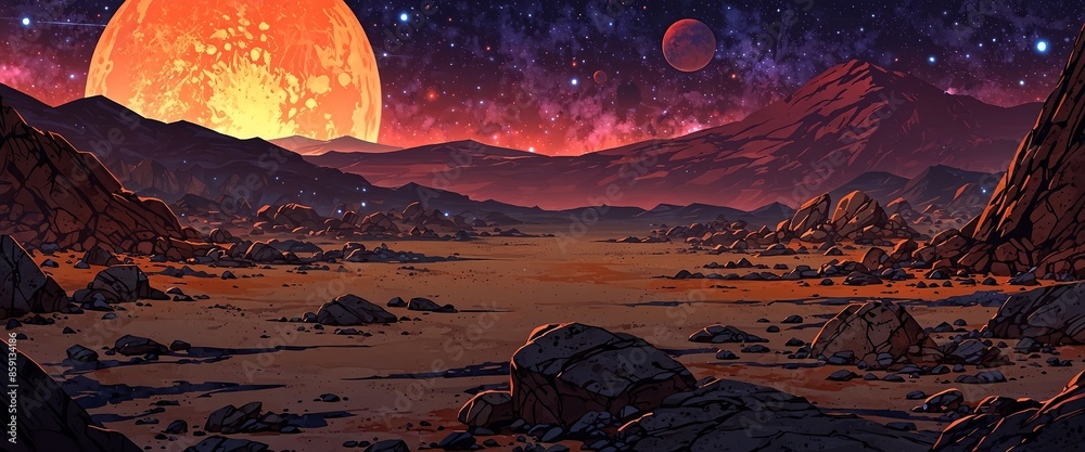 Alien planet landscape for space game background Fantasy wallpaper with ...