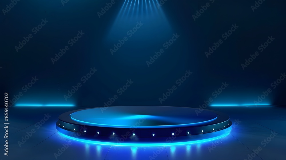 Vector illustrations of Futuristic digital technology stage with ...