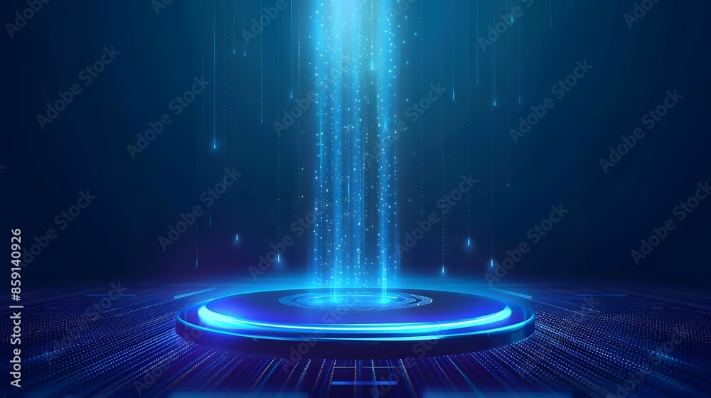Vector illustrations of Futuristic digital technology stage with ...