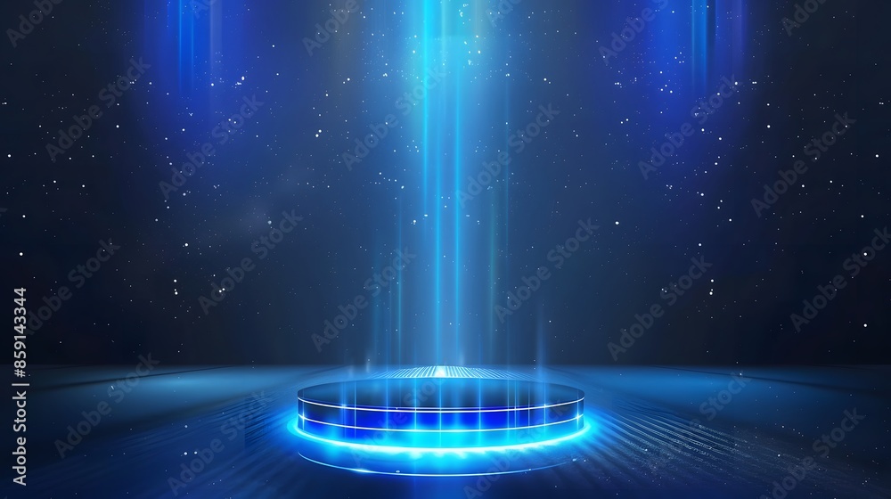 Vector illustrations of Futuristic digital technology stage with ...