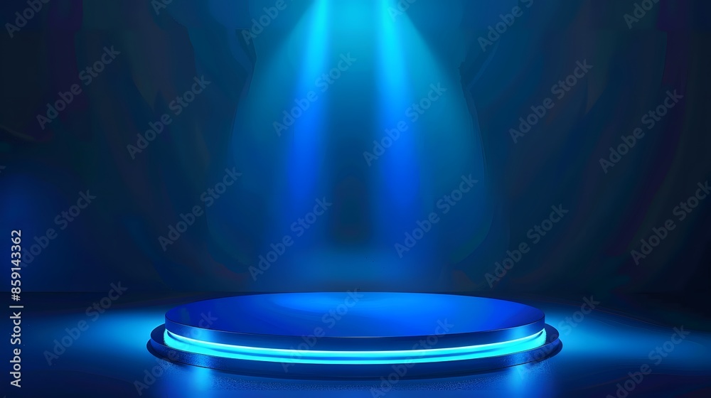 Vector illustrations of Futuristic digital technology stage with ...