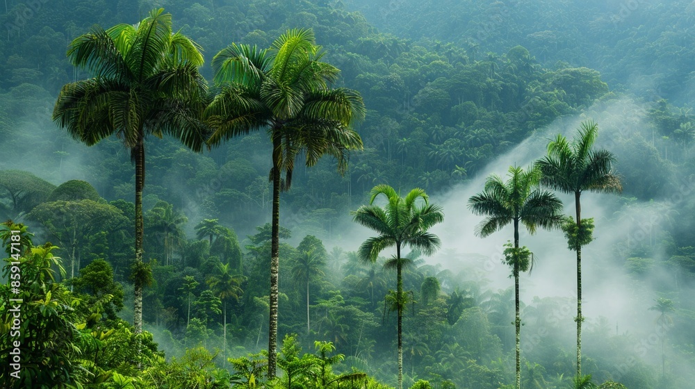 Colombian Wax Palm A tall palm tree with slender trunks and graceful ...