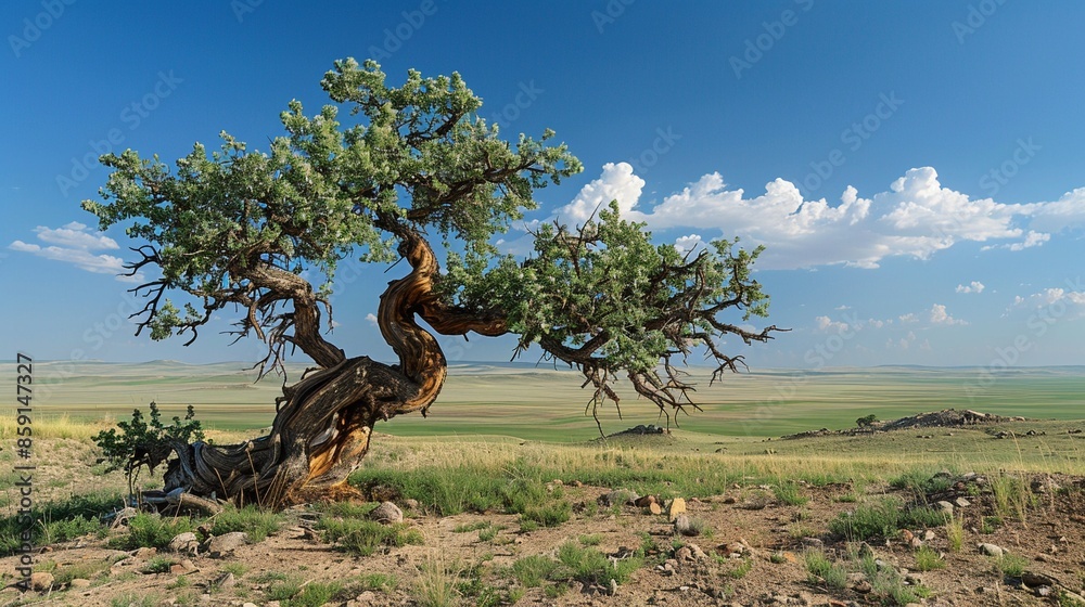 Mongolian Saxaul Tree A droughtresistant tree with gnarled branches and ...