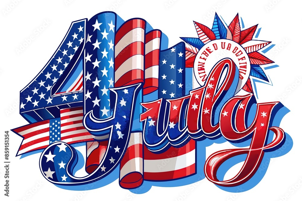 Festive 4th of July clipart featuring American flag, fireworks, and ...