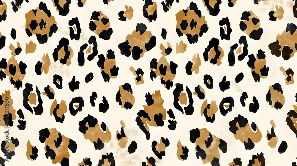 Leopard Print Pattern With Brown, Tan, and Black Spots on a Cream ...