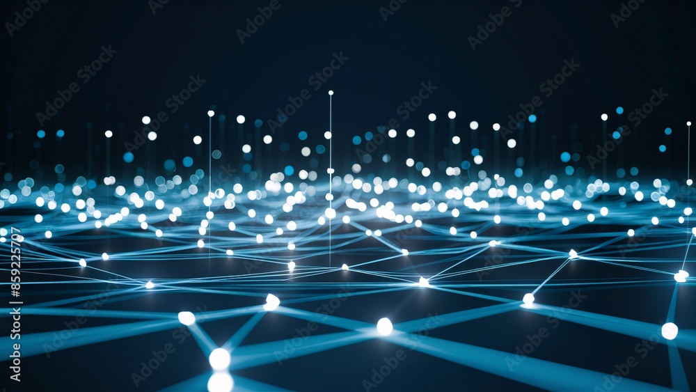 It is a dark blue background with many tiny bright blue dots. The dots ...