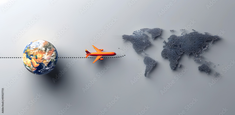 Airplane flying over Earth. Travel the world concept. Airplane vector ...