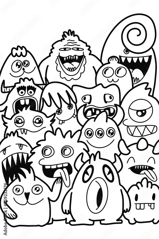 Hand-drawn illustrations, monsters doodle, Hand Drawn cartoon monster ...