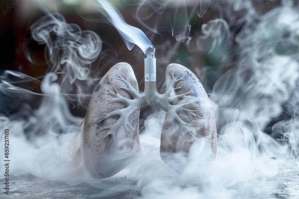 Harmful habit. Smoking. Health. Lungs of a smoker. Bad habit. A smoke ...