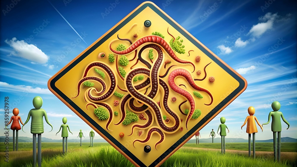 helminths, roundworms. intestinal parasites. warning sign parasitism ...