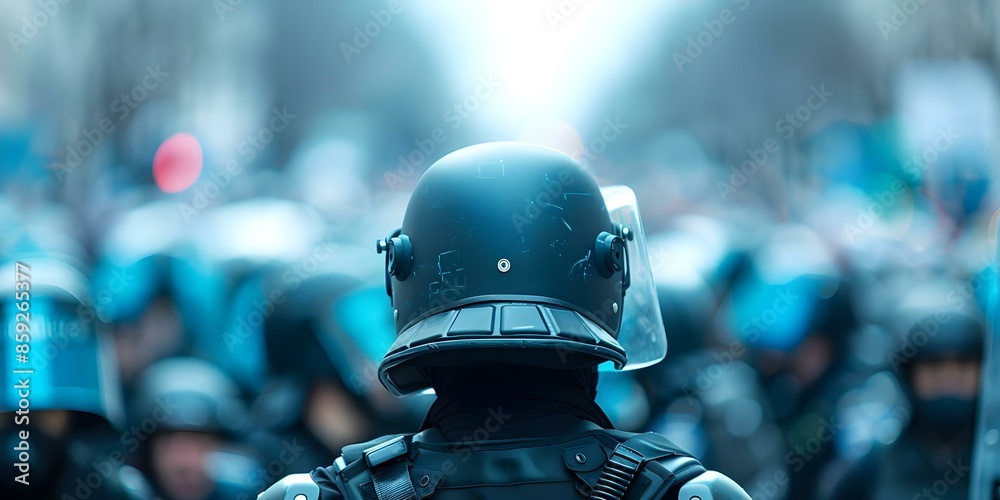 Managing Crowd Control Police Handling a City Protest. Concept De ...