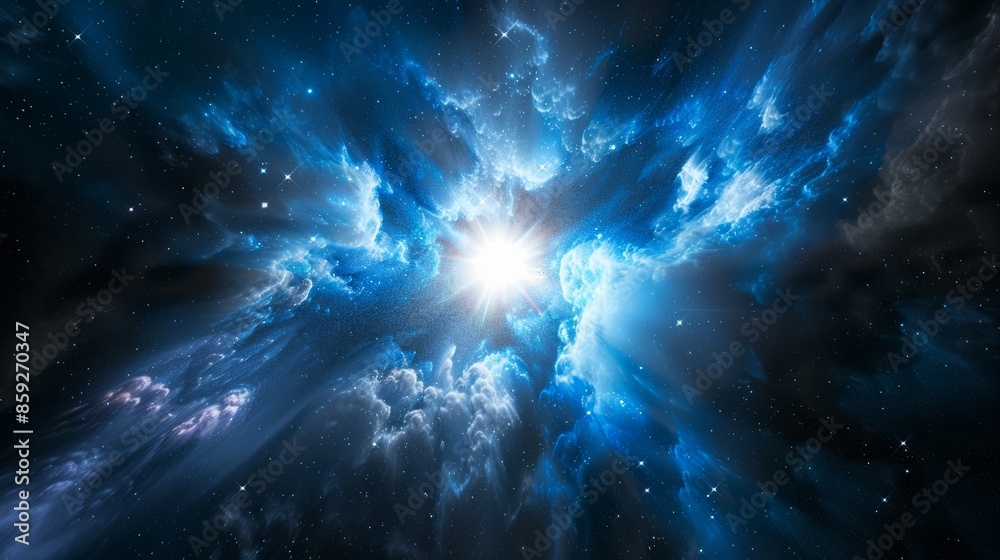 Brilliant and explosive deep space scene depicting cosmic elements and ...