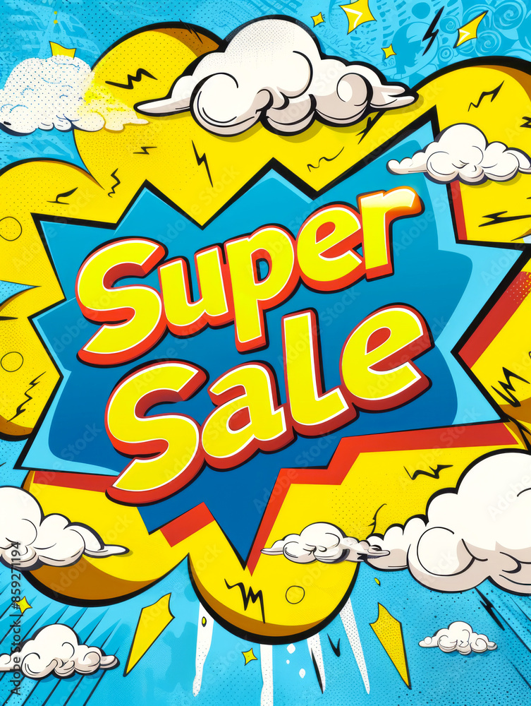 Super Sale Comic: Colorful "Super Sale" Comic Book Poster with ...