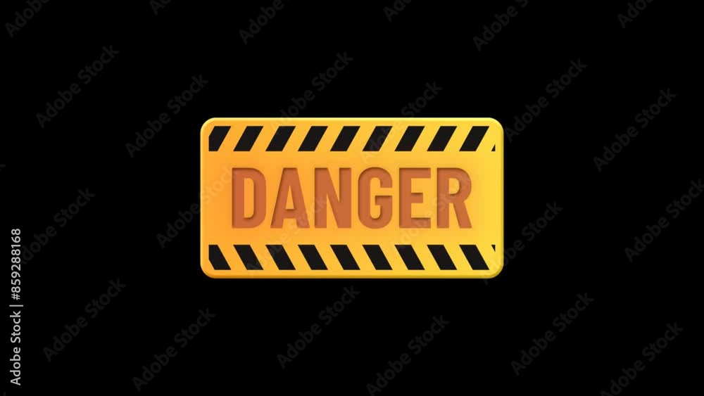 Danger sign animation. Alpha channel, transparent background. 4K ...