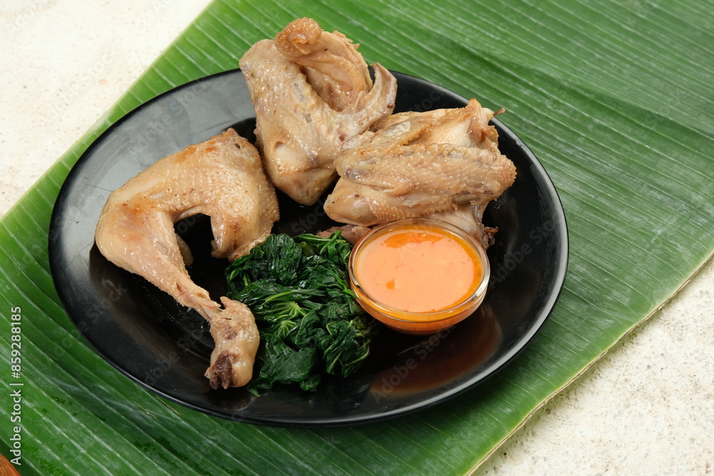 Ayam Pop, A popular dish of lightly fried chicken served with sambal ...