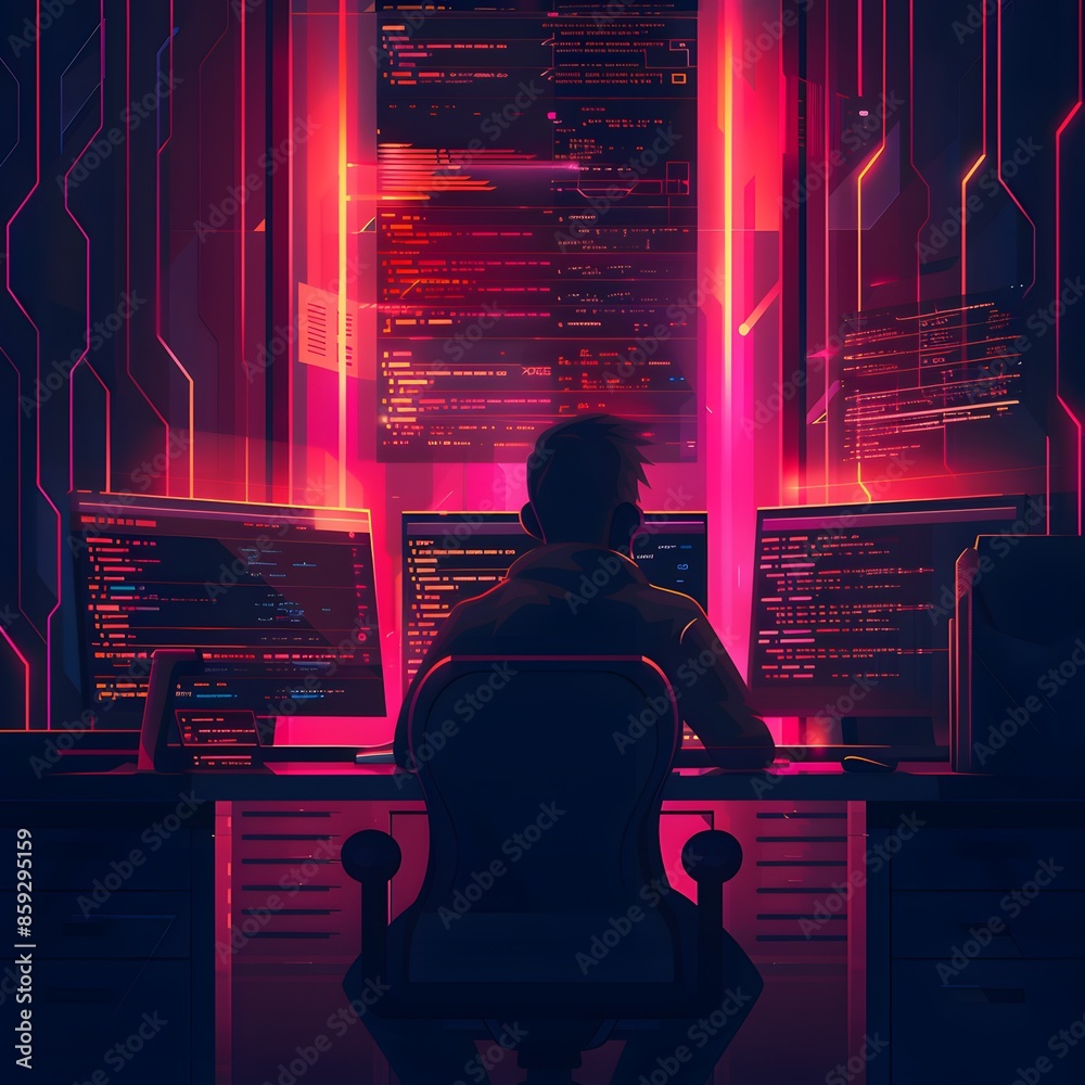 Secure Coding: 2D Illustration of SQL Injection with a Dark-Toned Color ...