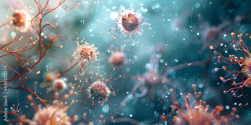 Visual representation of skin mast cells releasing histamines during allergic reactions. Concept ...