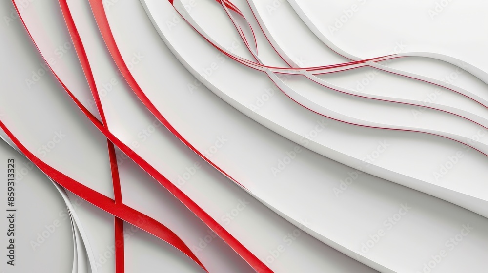 Abstract design with flowing, wavy forms. The design is monochromatic ...