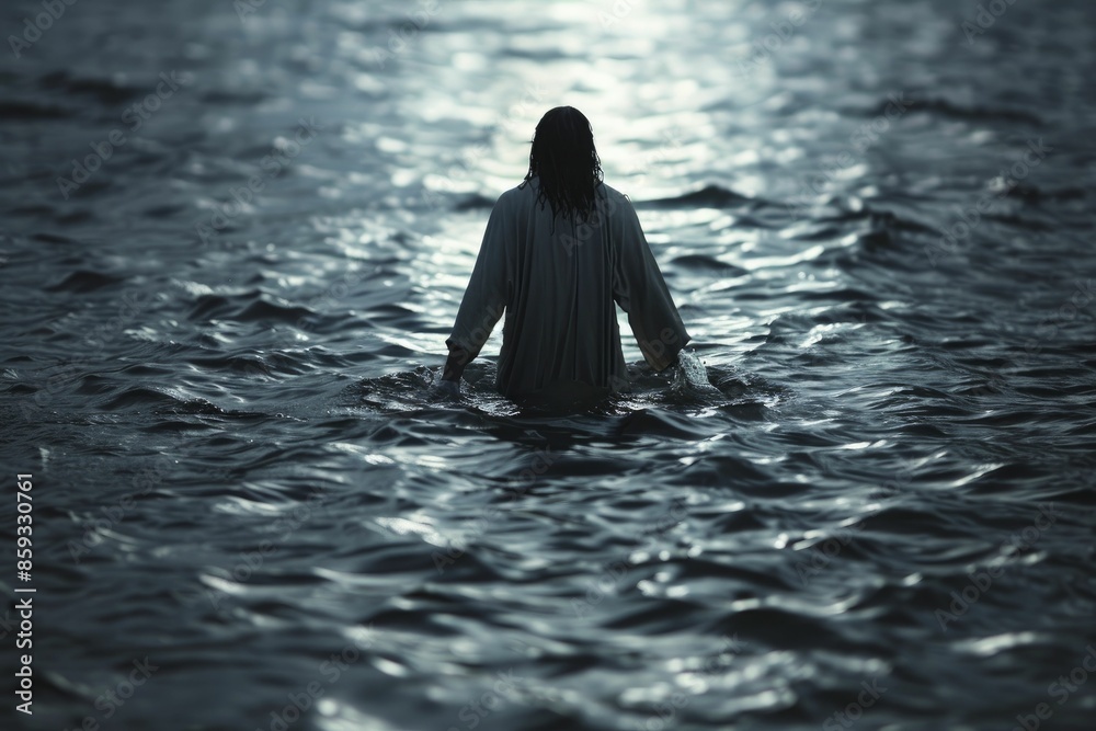 Artistic portrayals of walking on water from biblical stories ...