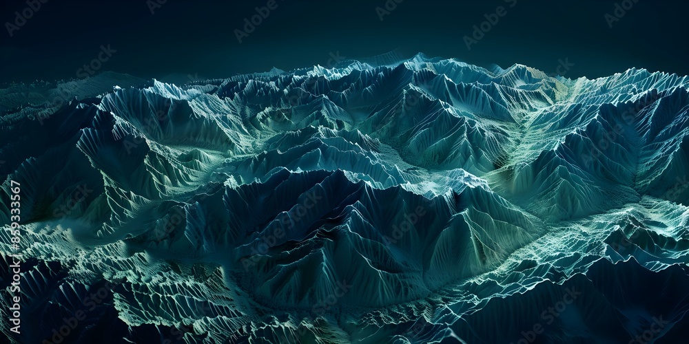 3D LiDAR GIS Aerial Map of Mountains Highlighting Beautiful Topography ...