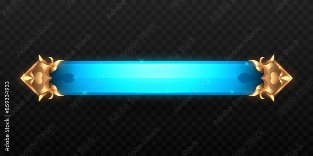 Elegant Gold and Neon Blue Game Title Banner Lower Third for Fantasy ...