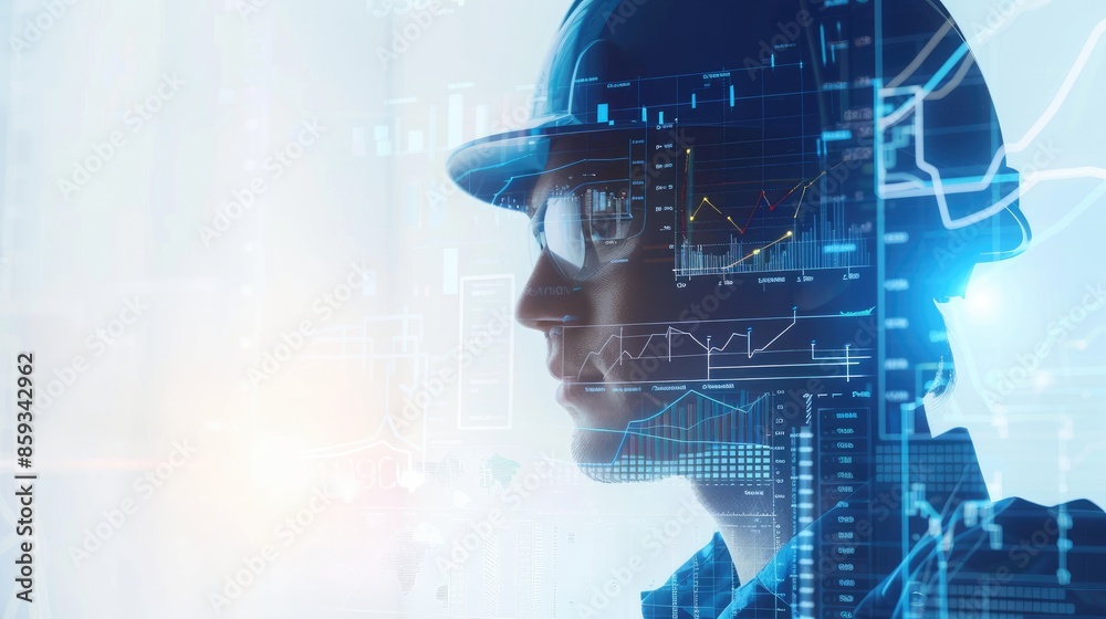 electrical engineer analyzing data charts (close up, focus on, copy ...