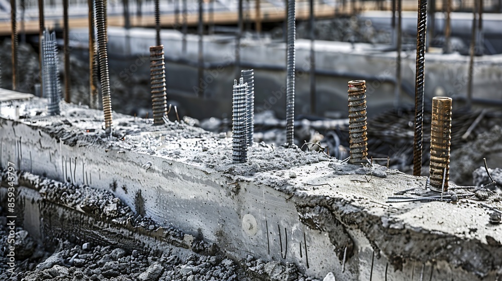 The foundation on reinforced concrete piles and the frame during the ...